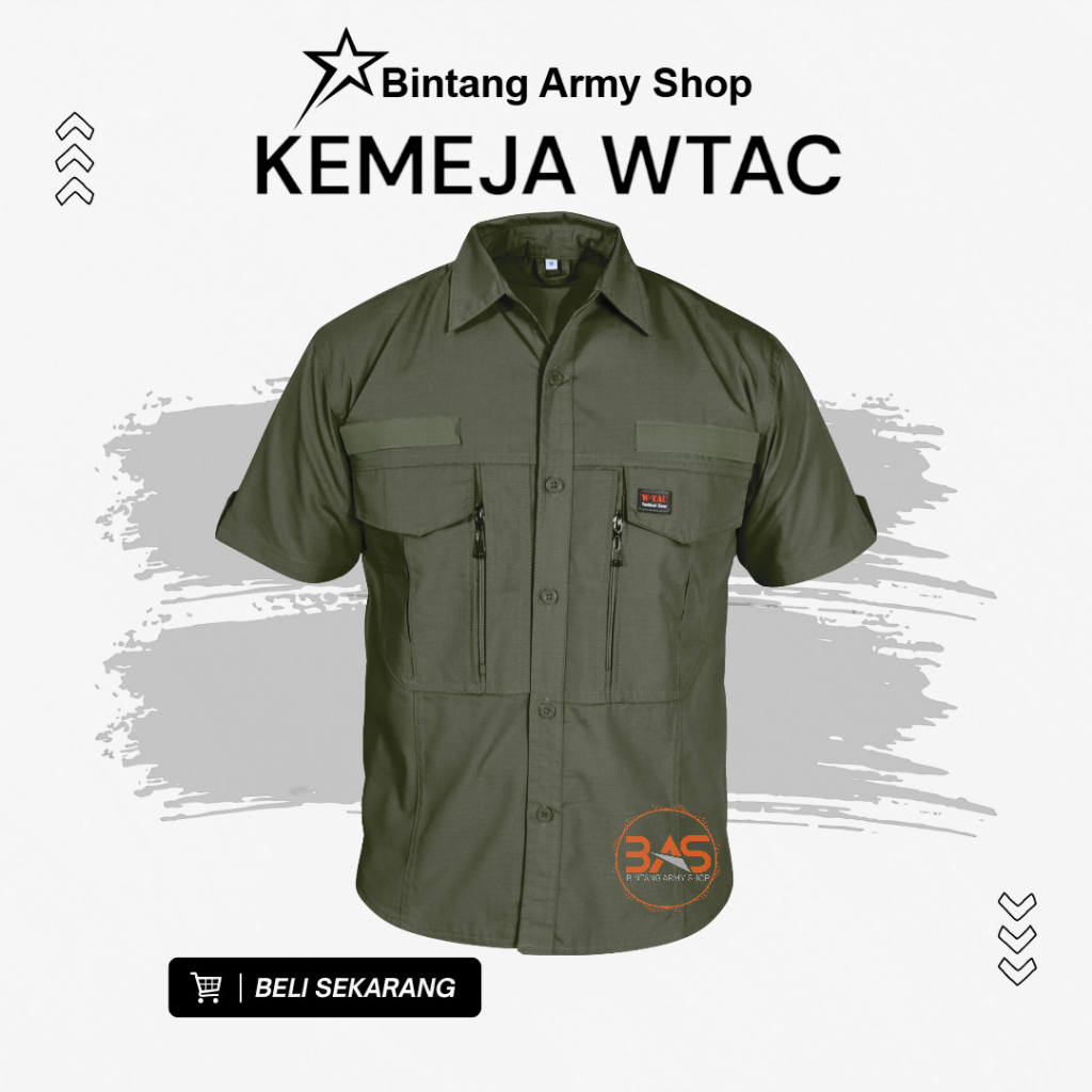 Jual BINTANG - Kemeja Kerja Tactical Pria WTAC Lengan Pendek Lapangan ...
