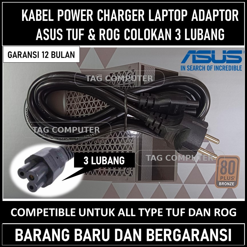 Jual KABEL POWER CHARGER LAPTOP ADAPTOR ASUS TUF & ROG COLOKAN 3 LUBANG ...