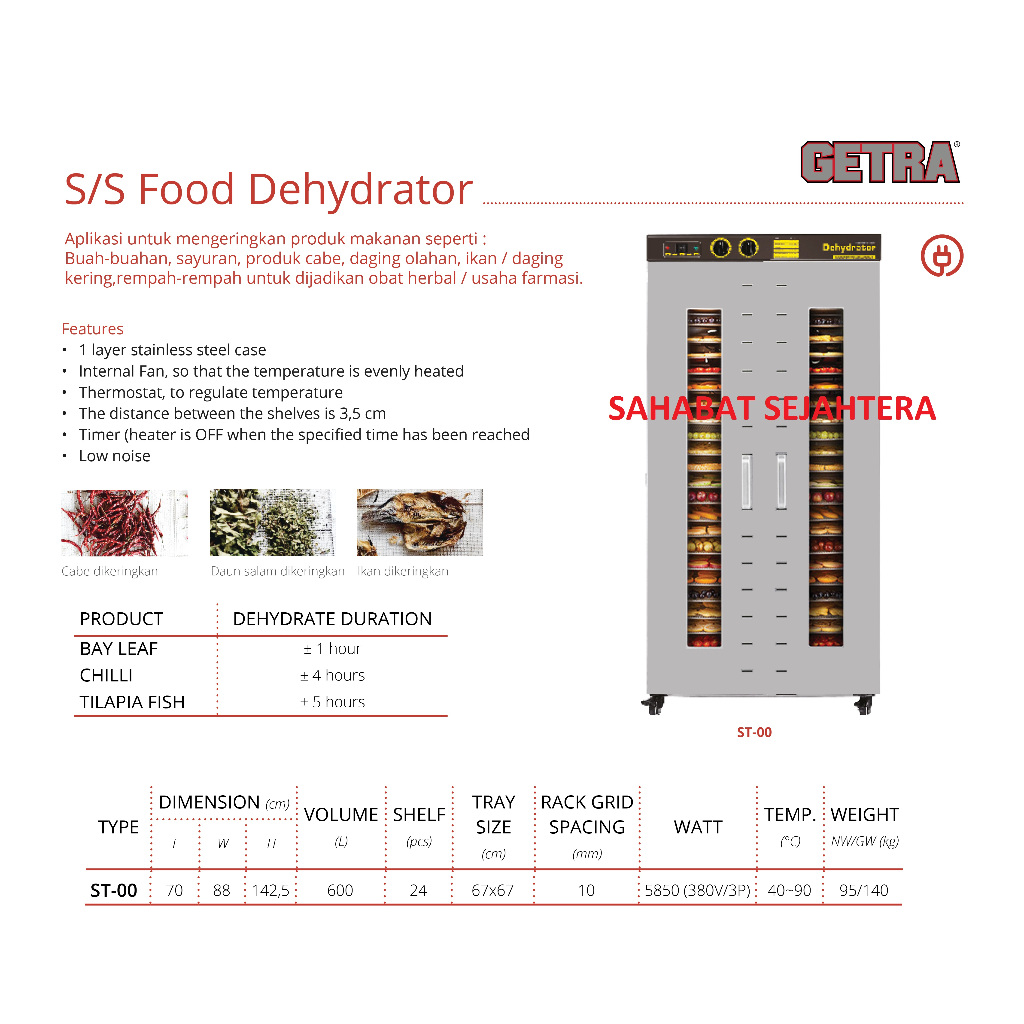 Jual GETRA Food Dehydrator Stainless Steel ST-00 – Mesin Pengering ...