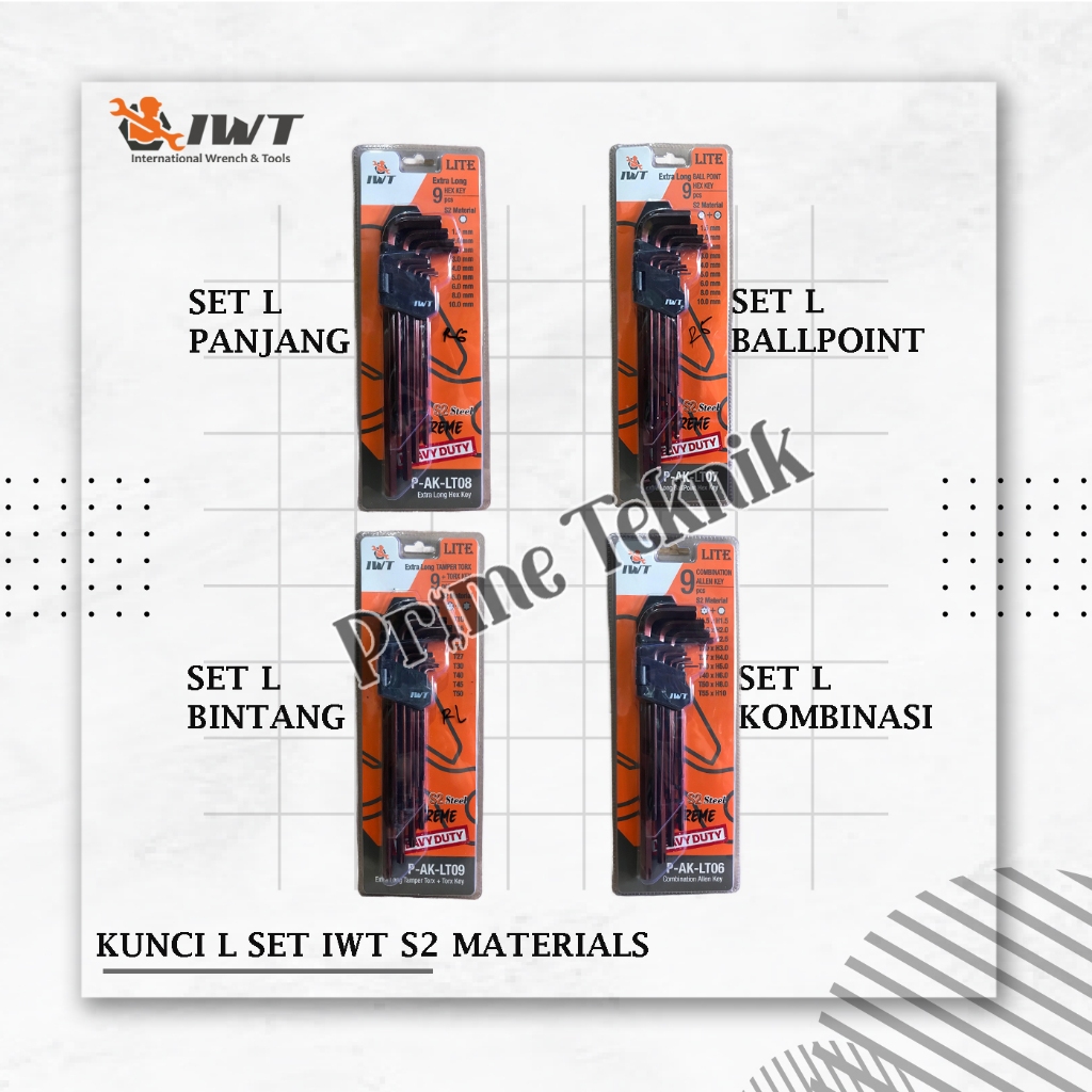 Jual KUNCI L SET 9PCS IWT S2 JAPAN HEX PANJANG BINTANG KOMBINASI BALL ...
