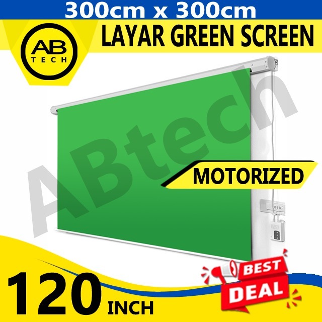Jual Layar Green Screen Studio Motorized 120 inch Ukuran 300 x 300 cm ...