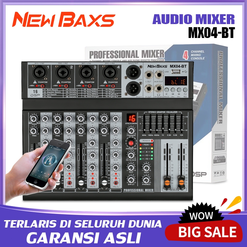 Jual NEW BAXS Asli MX04BT mixer profesional 4-channel built-in EQ 16DSP ...