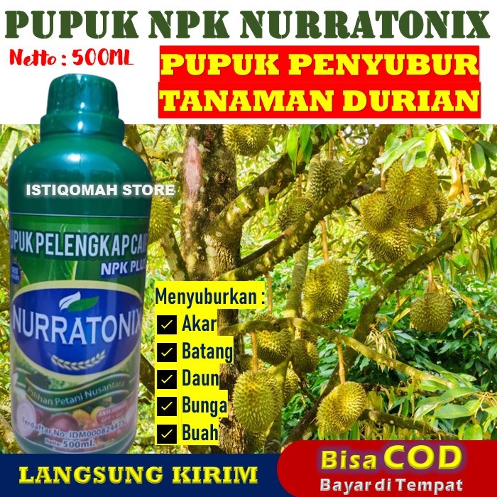 Jual Pupuk Penyubur Pohon Durian NPK NURRATONIX 500ML Pupuk Semprot Tanaman Durian Terbaik ...