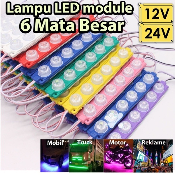 Jual Modul Lampu LED 6 Mata Besar Waterproof 12V/24V / Lampu LED Modul 6 Mata Lampu Module 6 ...