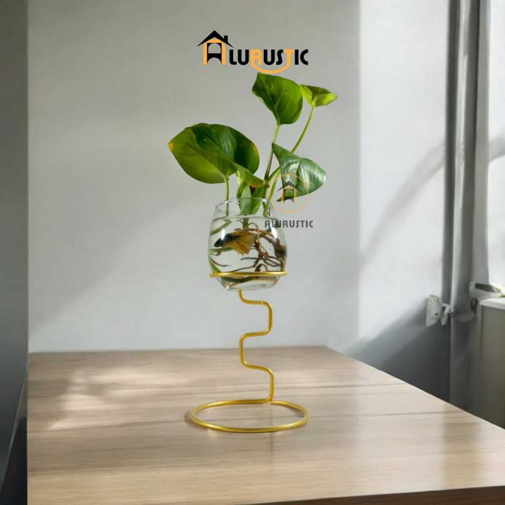 Jual VAS BUNGA KACA STANDING BESI / POT TANAMAN AIR HIDROPONIK ESTETIK ...