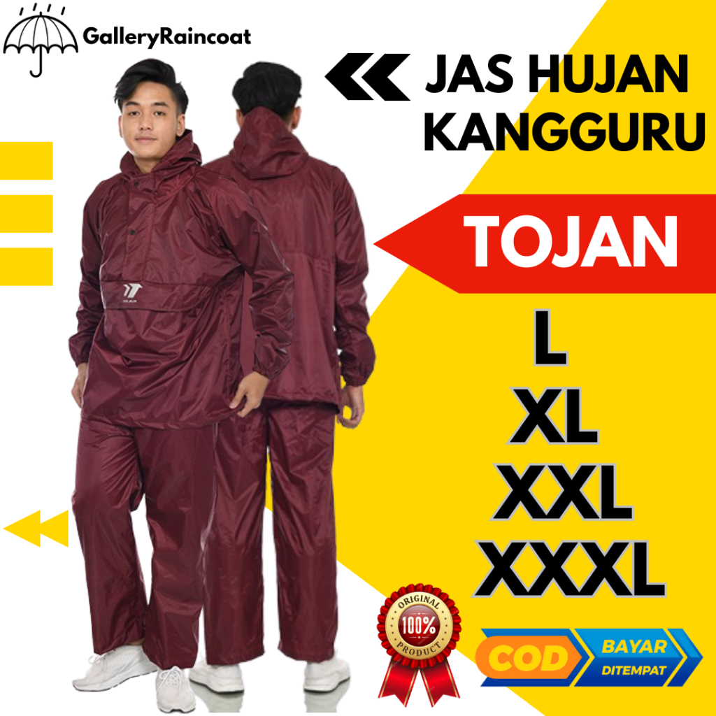 Jual Jas Hujan Setelan KANGGURU Pria Wanita JUMBO Premium Original TOJAN | Shopee Indonesia