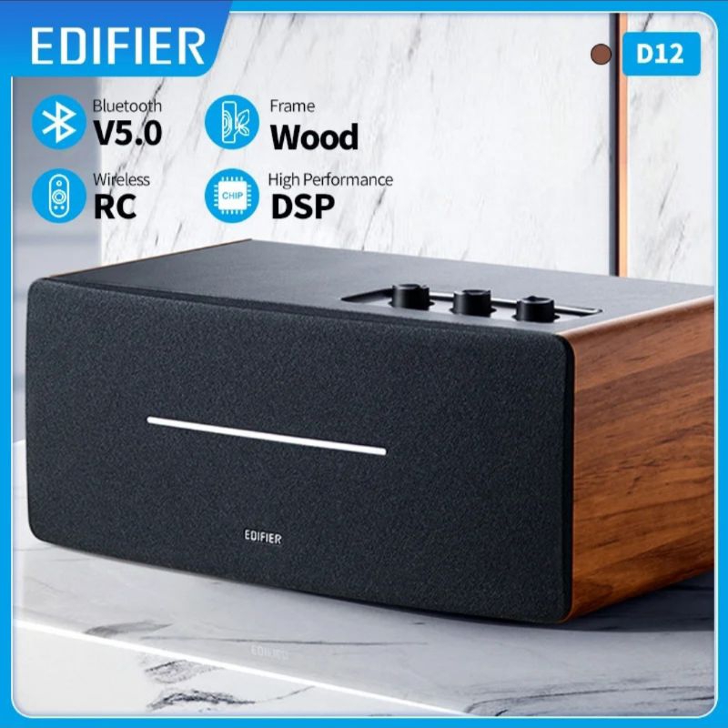 Jual EDIFIER D12 Speaker Bluetooth 5.0 Wooden enclosure support AUX ...