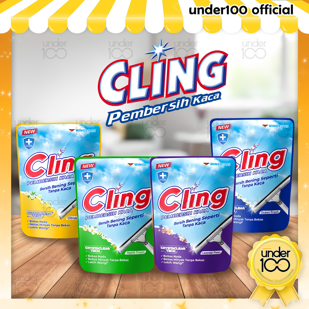 Jual Under100 Cling Pembersih Kaca Biru | Hijau | Kuning Pouch Refill ...