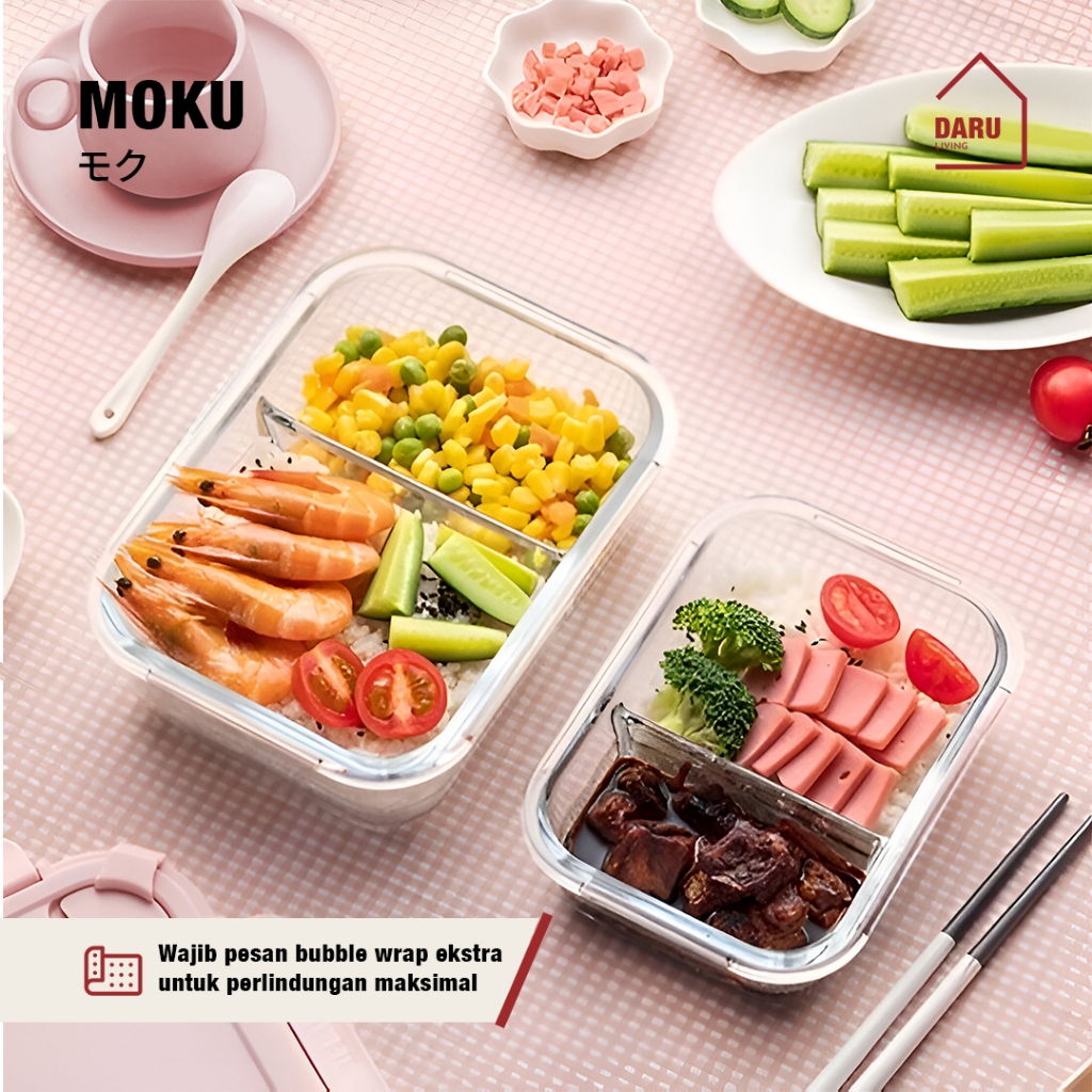 Jual 【DARU】 MOKU - Lunch Box Kotak Penyimpanan Makan Bahan Kaca ...