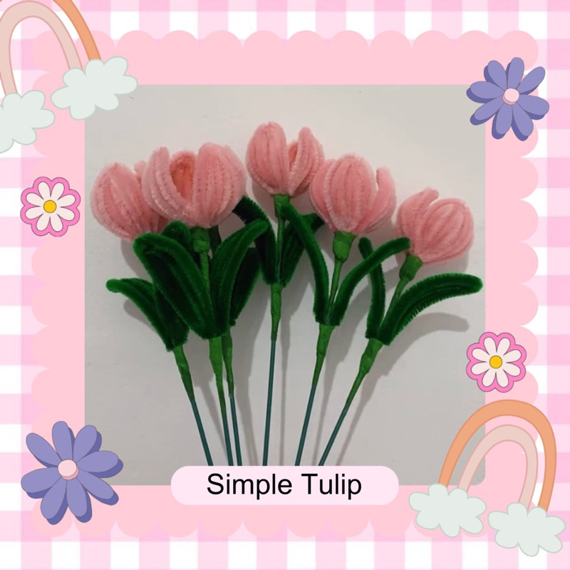 Jual SIMPLE TULIP + Daun / Bunga Kawat Bulu Satuan / Bunga Kawat Bulu 1 ...