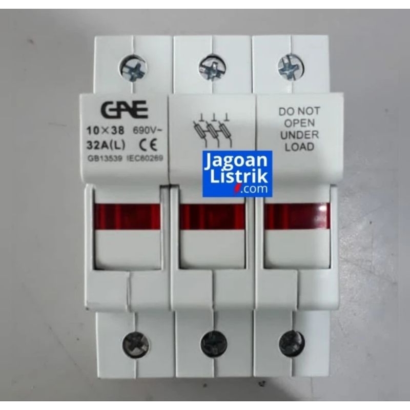 Jual Fuse Holder GAE 3 Phase 10x38 3P 32A with Lamp LED / Rumah Fuse GAE pakai Lampu / Fuse Base ...