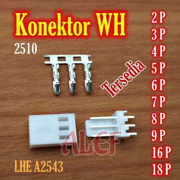 Jual 3-10Pasang Konektor WH 2 3 4 5 6 7 8 9 16 18 Pin white housing LHE Pitch 2.54 socket soket ...