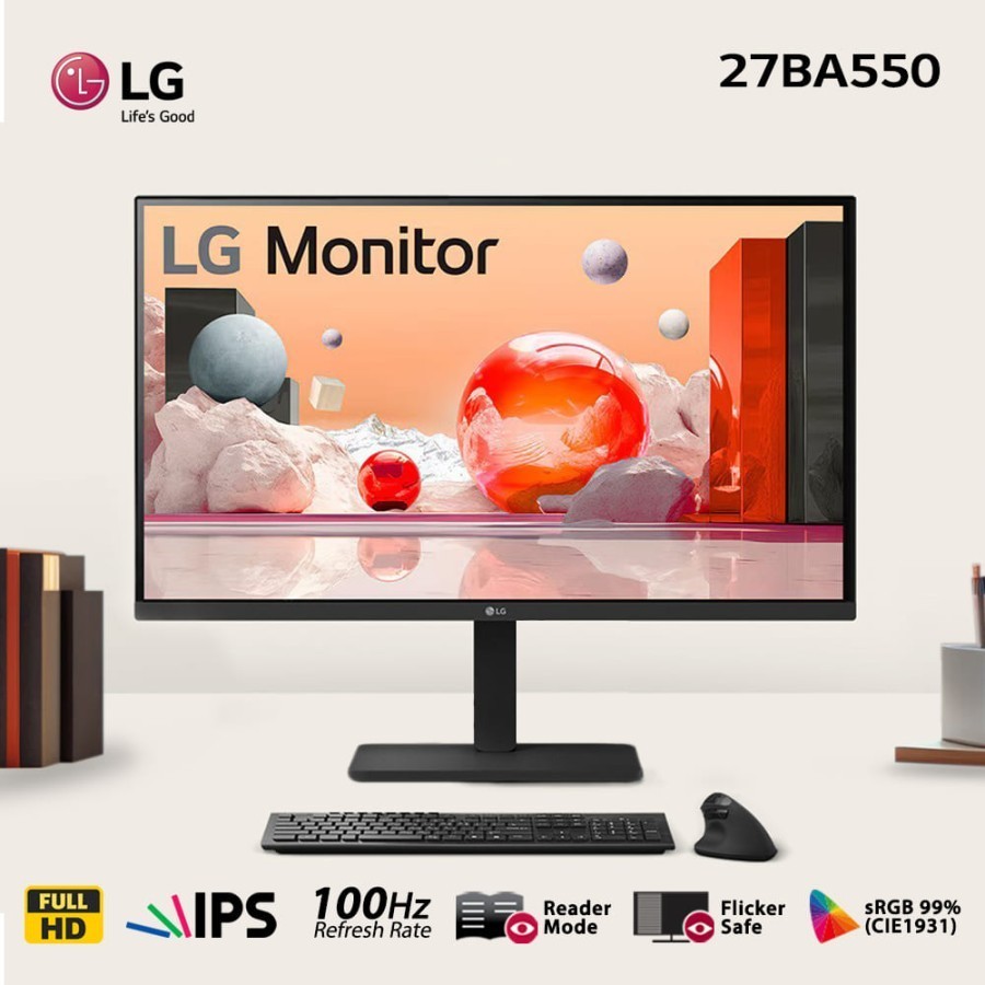 Jual Monitor LG 27BA550-B IPS FHD with with Speaker and Height Adjuster ...