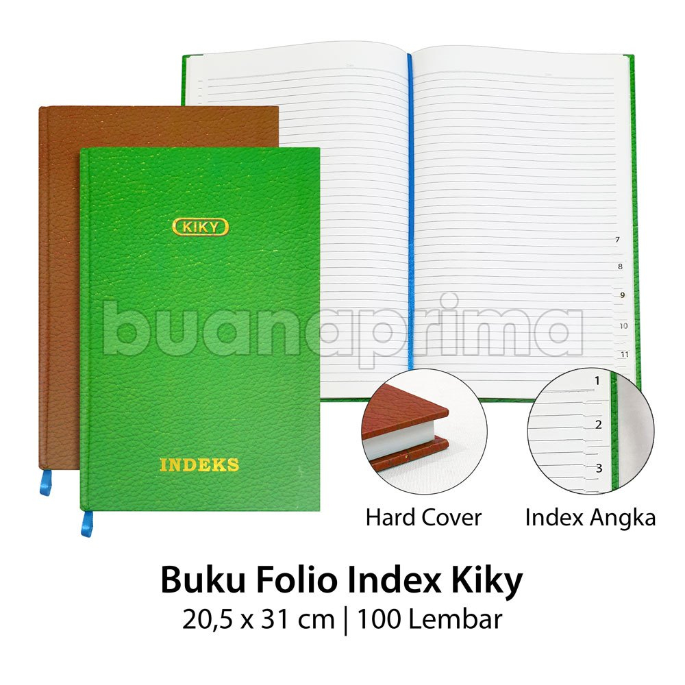 Jual Buku Folio Index Kiky Hard Cover 100 Lembar Pembukuan Bergaris F4 ...