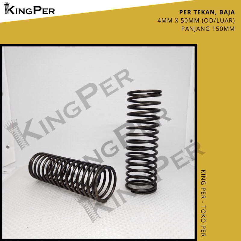 Jual Per Tekan Baja 4mm x 50mm (OD), Panjang 150mm. Compression Spring ...