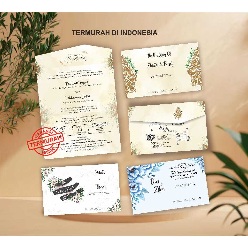 Jual Undangan Pernikahan Brief Card Bentuk Semi Amplop Elegan Rustic ...