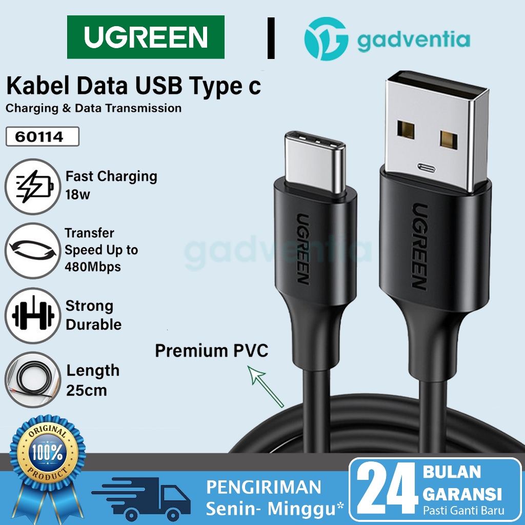 Jual Ugreen Kabel Pendek Charger USB Type C / Usb C to C 50cm 60w Cable ...