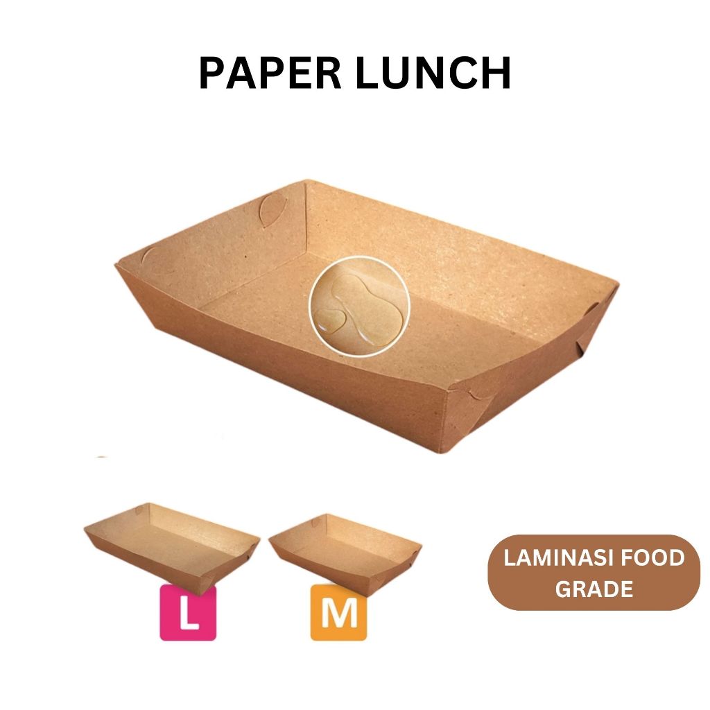 Jual 50 Pcs Paper Lunch Paper Tray Kraft M L Kemasan Makanan Dine In ...