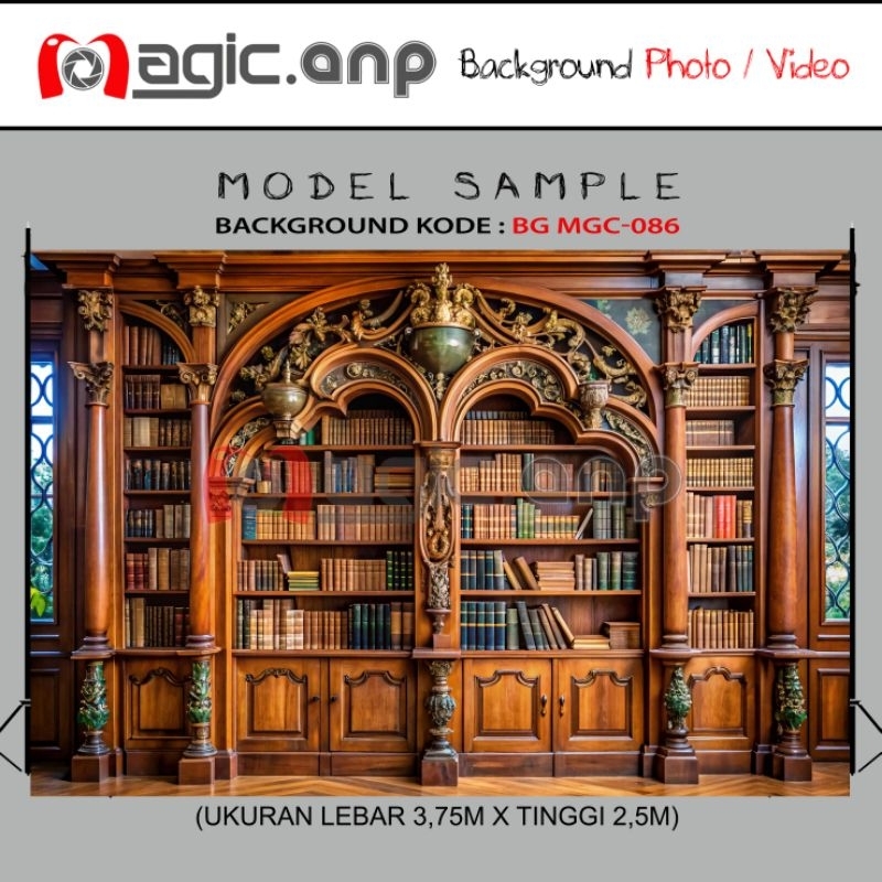 Jual Background Rak Buku Coklat Classic 3,75M ( BG MGC ) | Shopee Indonesia