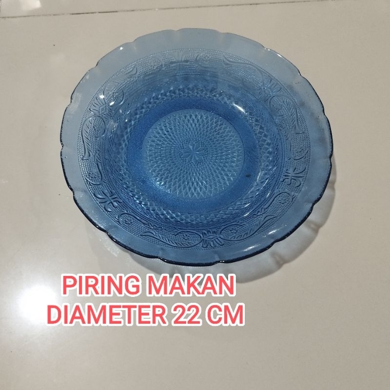 Jual Piring makan kaca beling 22 cm harga 1 lusin (12 pcs) | Shopee ...
