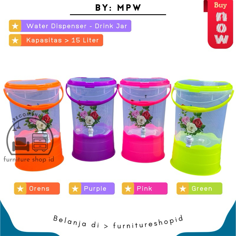 Jual Mpw - Water Dispenser 15 Liter - Drink Jar - Toples Air + Kran ...