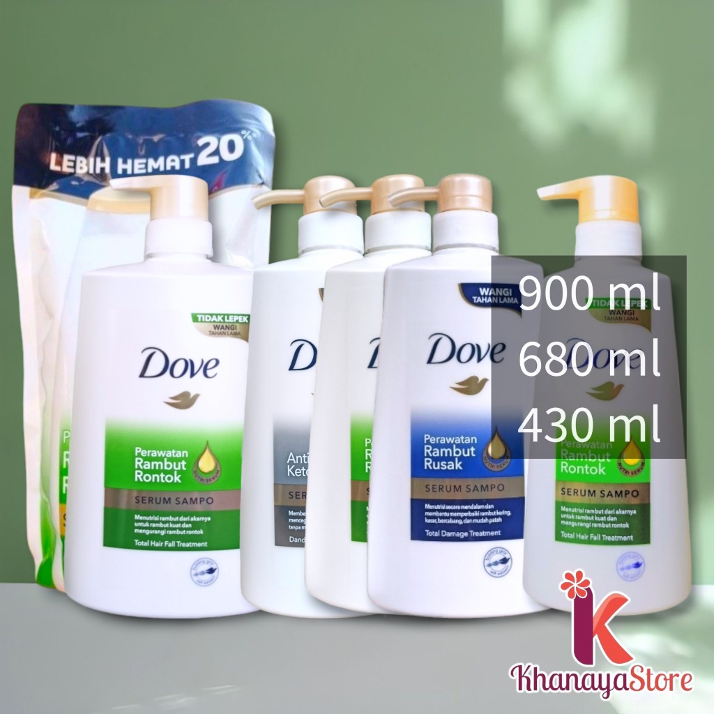 Jual Dove Shampoo pump & refill 430ml 680ml 900ml / Shampo Dove Hair ...