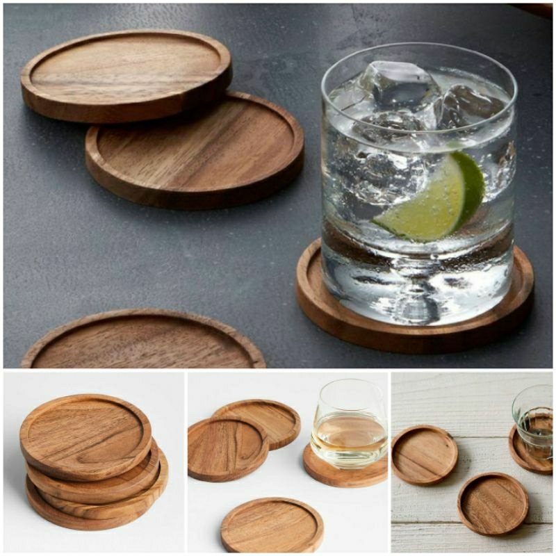 Jual Tatakan gelas kayu/wooden coaster/tatakan gelas bulat kayu jati ...