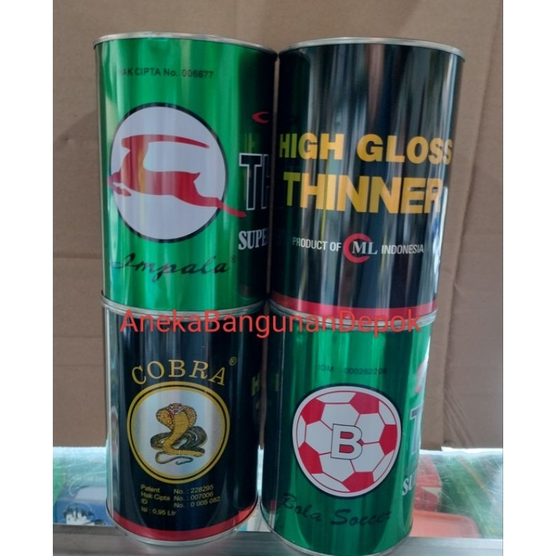 Jual Thiner cap Cobra, Impala & Bola 1 liter Pengencer Cat Minyak ...