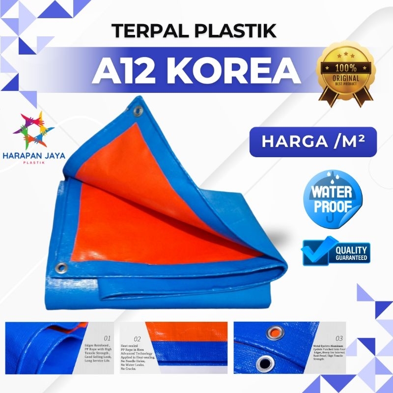 Jual Terpal plastik A12 Korea Harga Permeter Biru Oren | Biru silver | hitam | putih Terpal ...