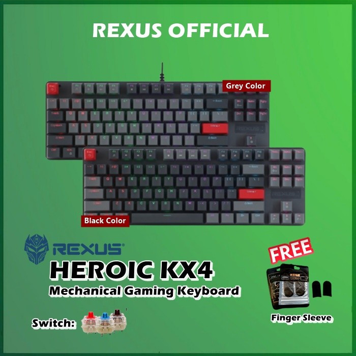 Jual Rexus Heroic KX4 / KX-4 TKL RGB Mechanical Gaming Keyboard ...