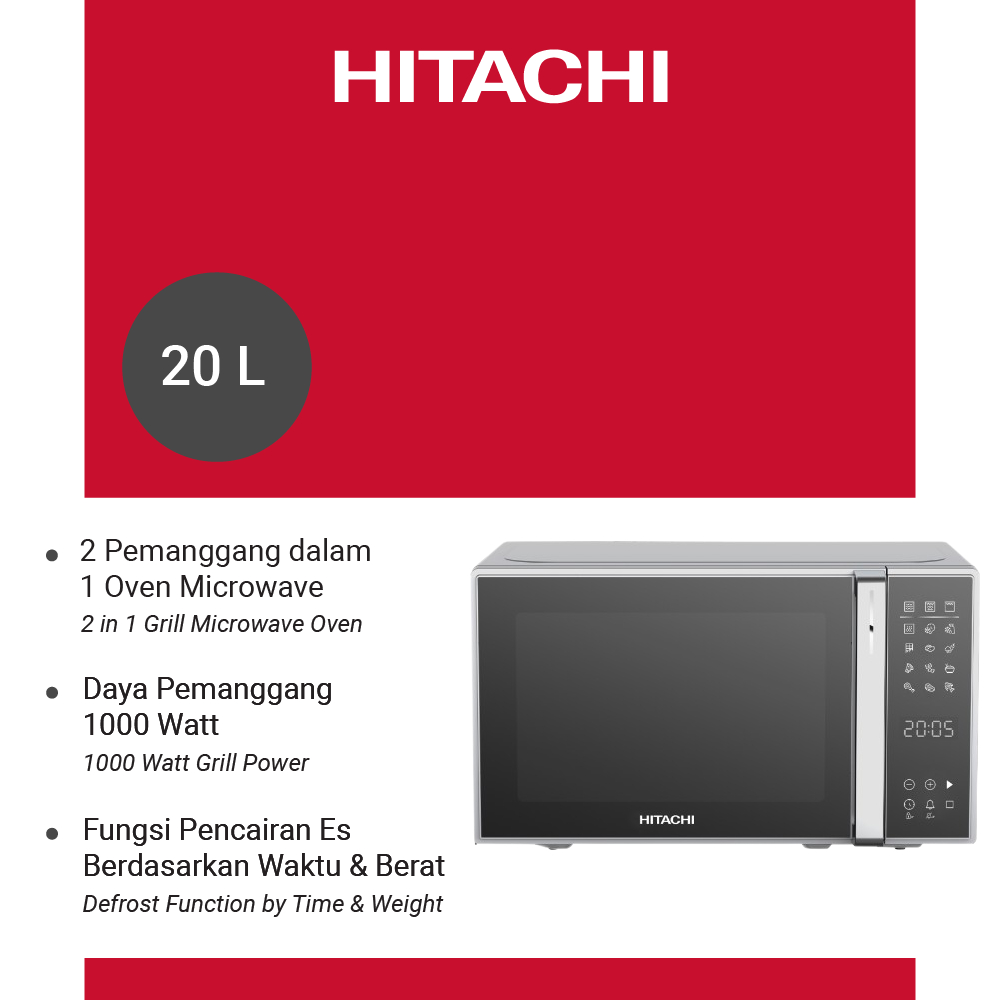 Jual HITACHI Microwave Digital 20L HMR-DG2012 | Shopee Indonesia