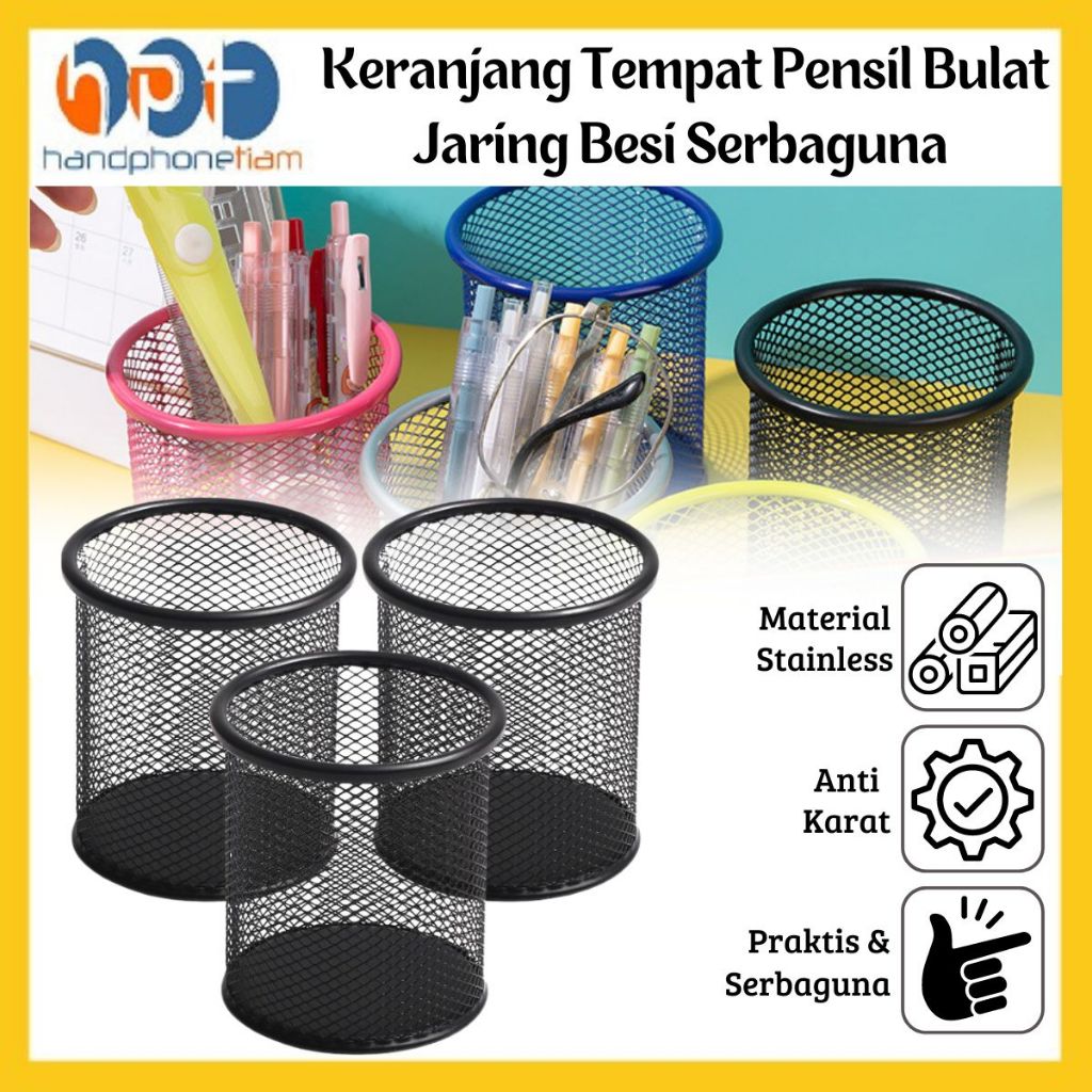 Jual Tempat Pensil Jaring Bentuk Bulat Pen Holder Rak Organizer ...