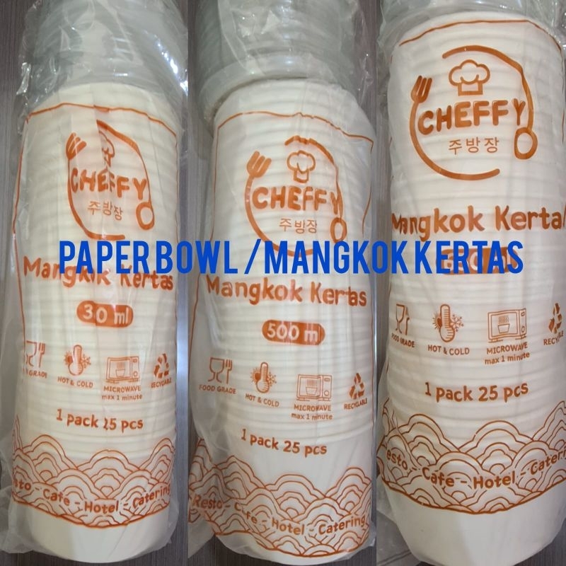 Jual Paper Bowl/Mangkok Kertas Cheffy 360 ml/500 ml/650 ml Food Grade ...