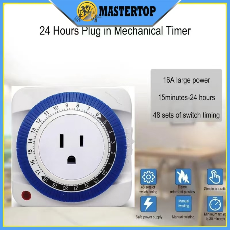 Jual Soket Mekanik Timer 24 Jam untuk Rumah, Saklar Timer Mekanik 24 ...