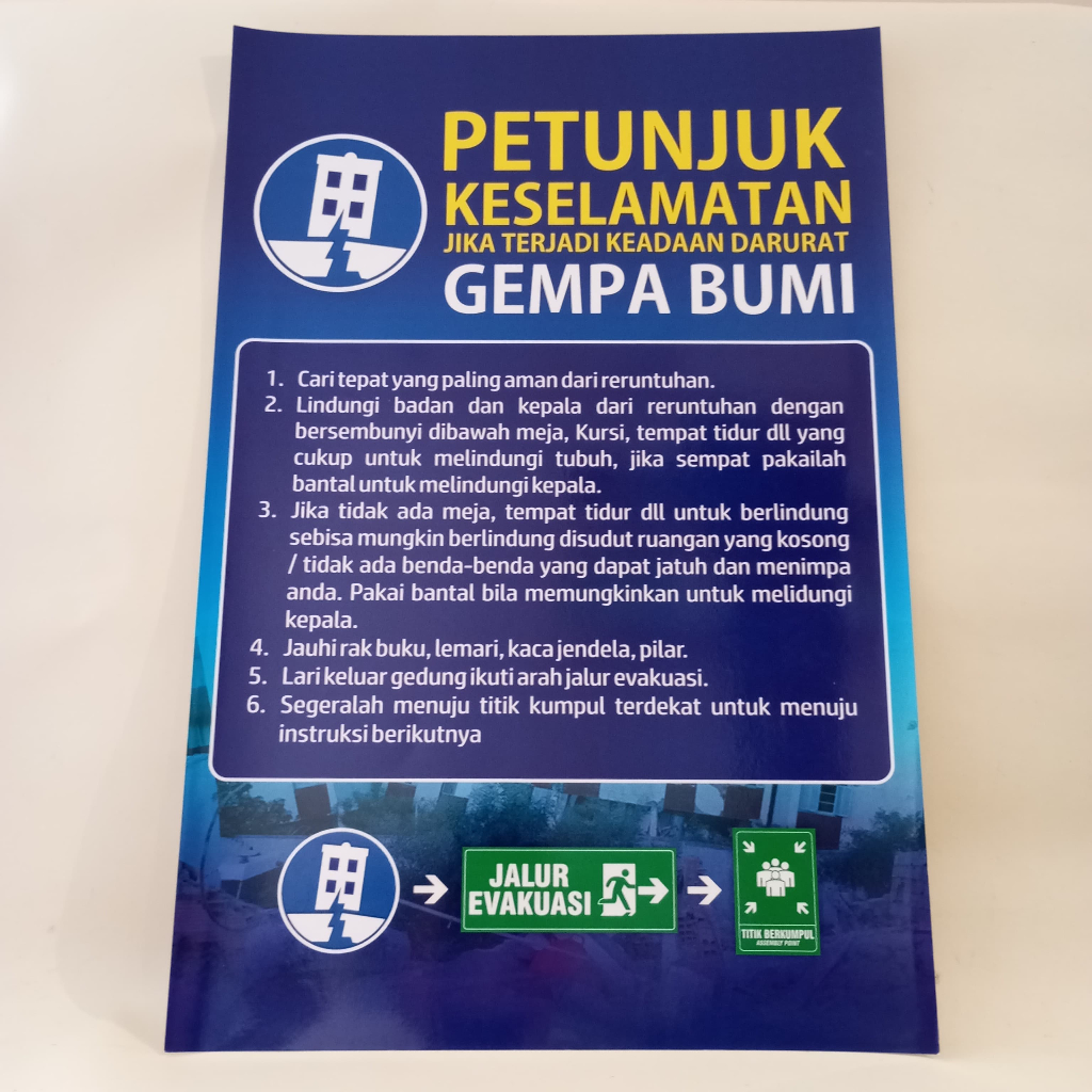 Jual Poster Petunjuk Keselamatan Jika Terjadi Keadaan Darurat Gempa ...