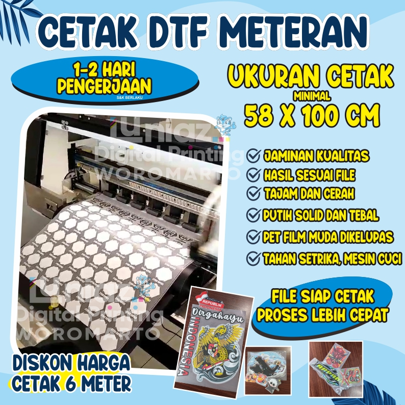 Jual Sablon DTF Meteran Per Meter Instant Sablon Kaos Digital Print / Sablon DTF Meteran Siap ...