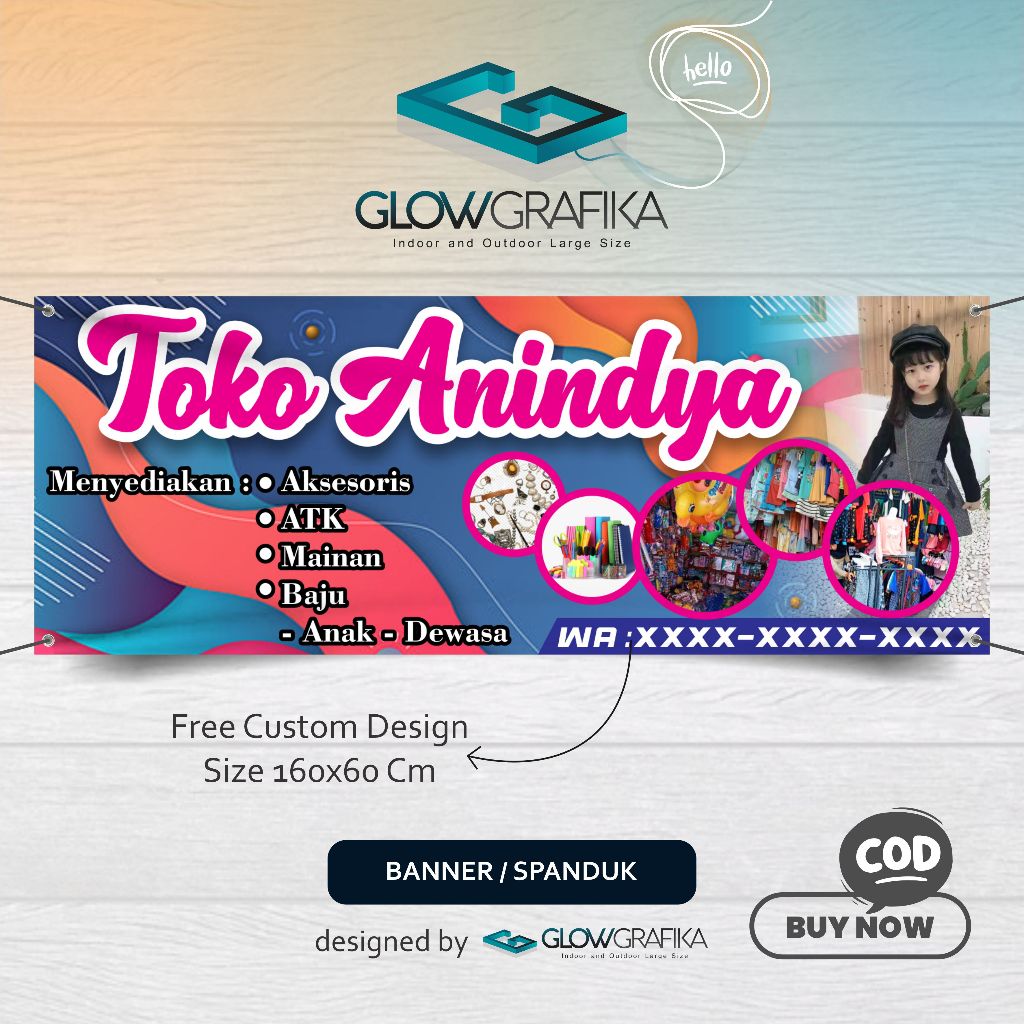 Jual Cetak Spanduk Banner Toko Acsesoris Custom Nama | Shopee Indonesia
