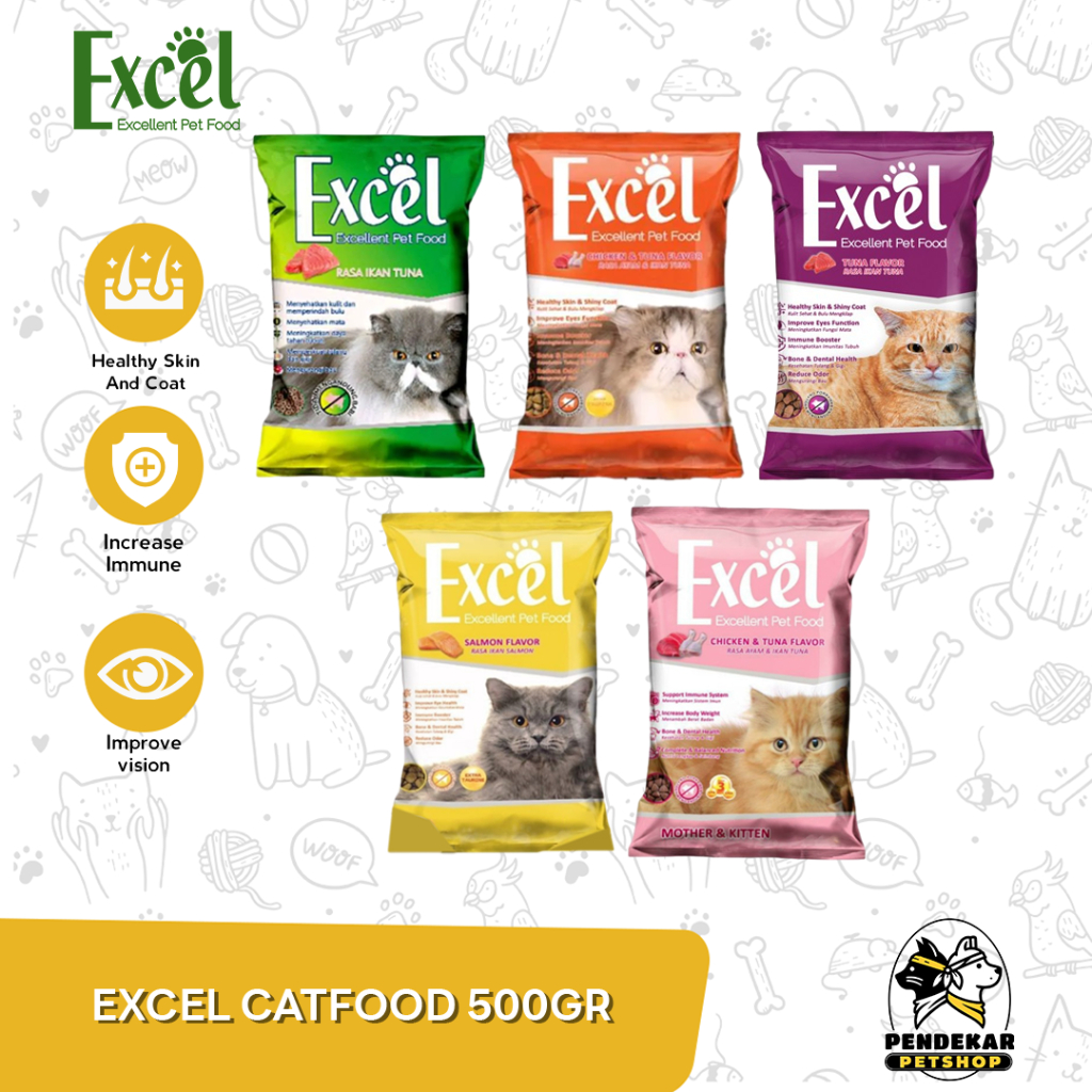 Jual Makanan Kucing Excel Cat 500gr All varian | Shopee Indonesia