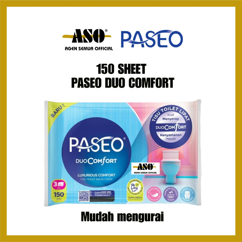 Jual Tisu Tissue Paseo Duo Comfort Tissue Toilet Interfold Compact Pack ...