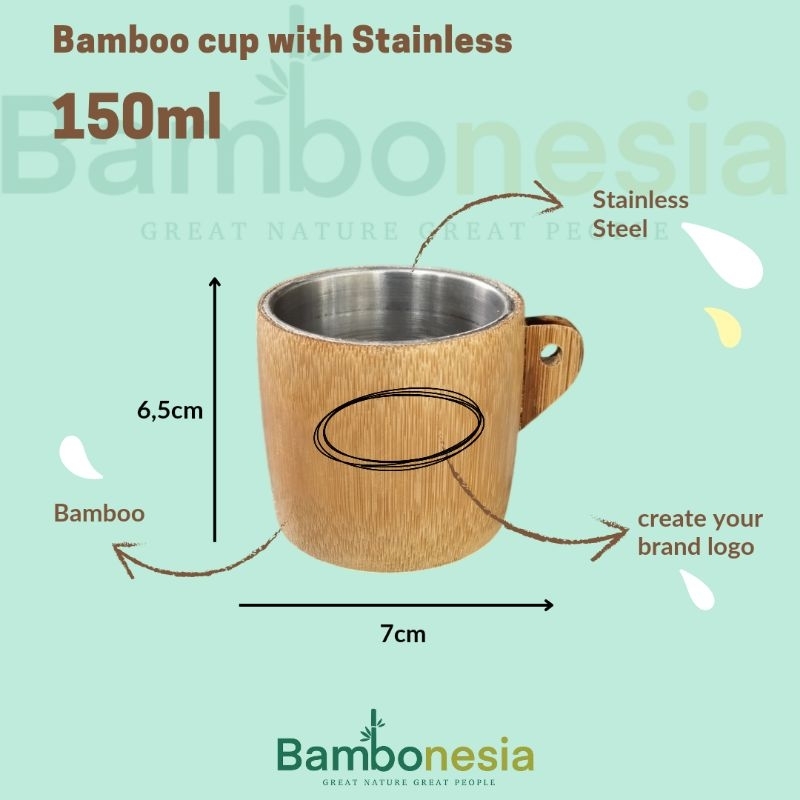 Jual Gelas Bambu Stainless Gelas Cangkir Bambu Souvenir Estetik ...