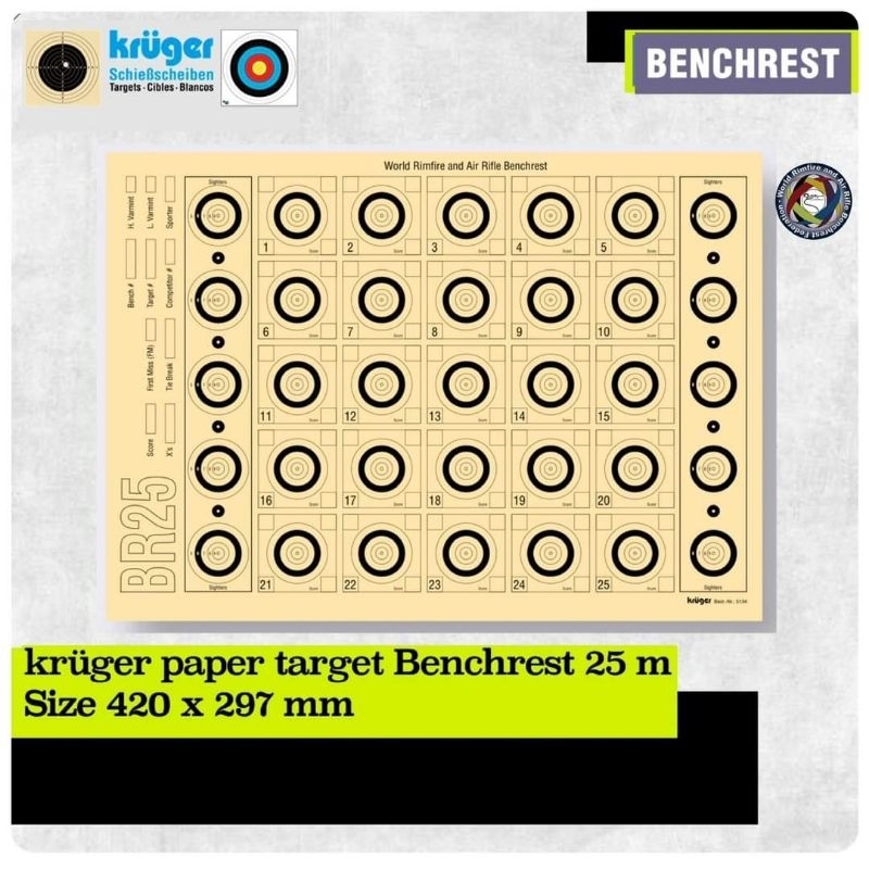 Jual kertas benchrest 25 m original kruger standar ISSF - kertas kruger ...