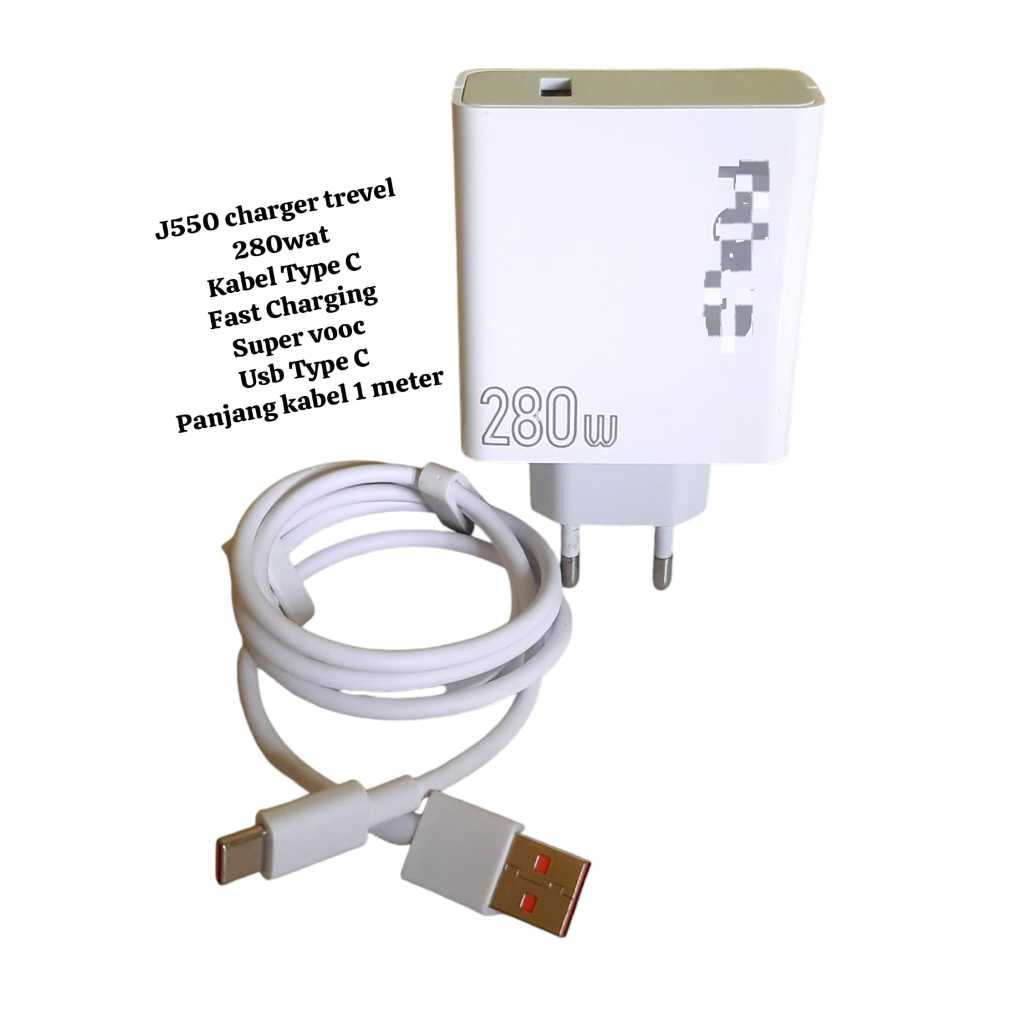 Jual J550 CHARGER TREVEL POCO F3 280WAT KABEL TYPE C SUPER FAST ...