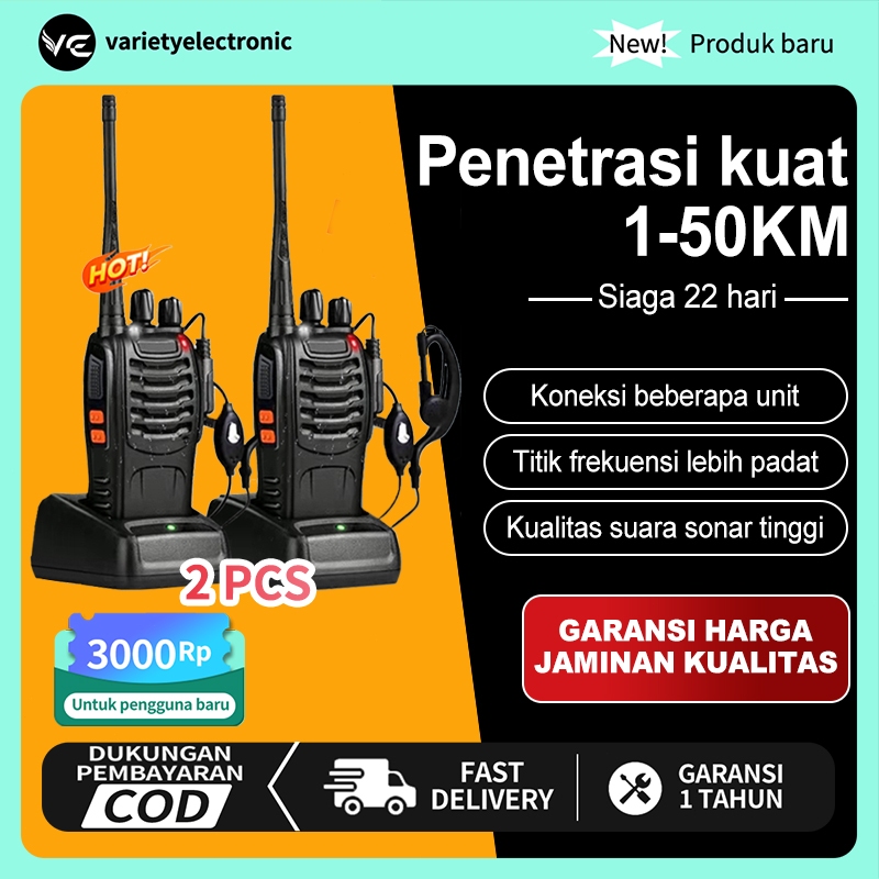 Jual *Hitam 2pc* Walkie Talkie Jarak Jauh 10km(Max) 2800mAH HT Wlan UHF ...