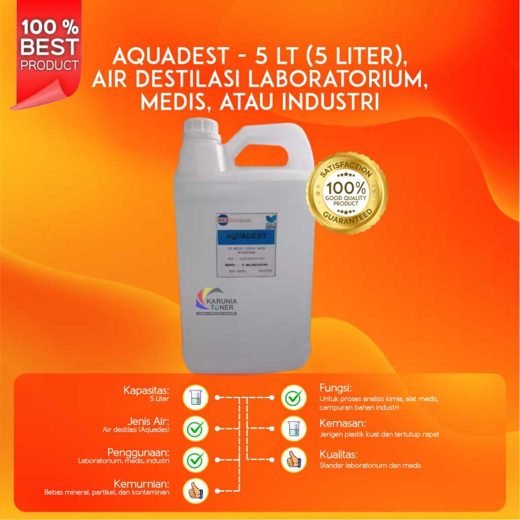 Jual AQUADEST - 5 LT 5 liter, Air destilasi laboratorium, medis, atau ...