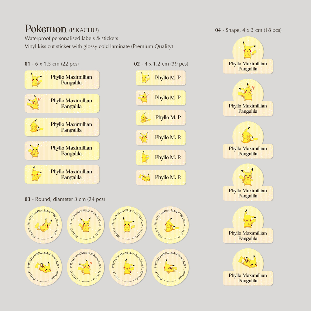 Jual POKEMON (Pikachu) / SINGLE PACK (4 bentuk , 4 ukuran) / LABEL ...