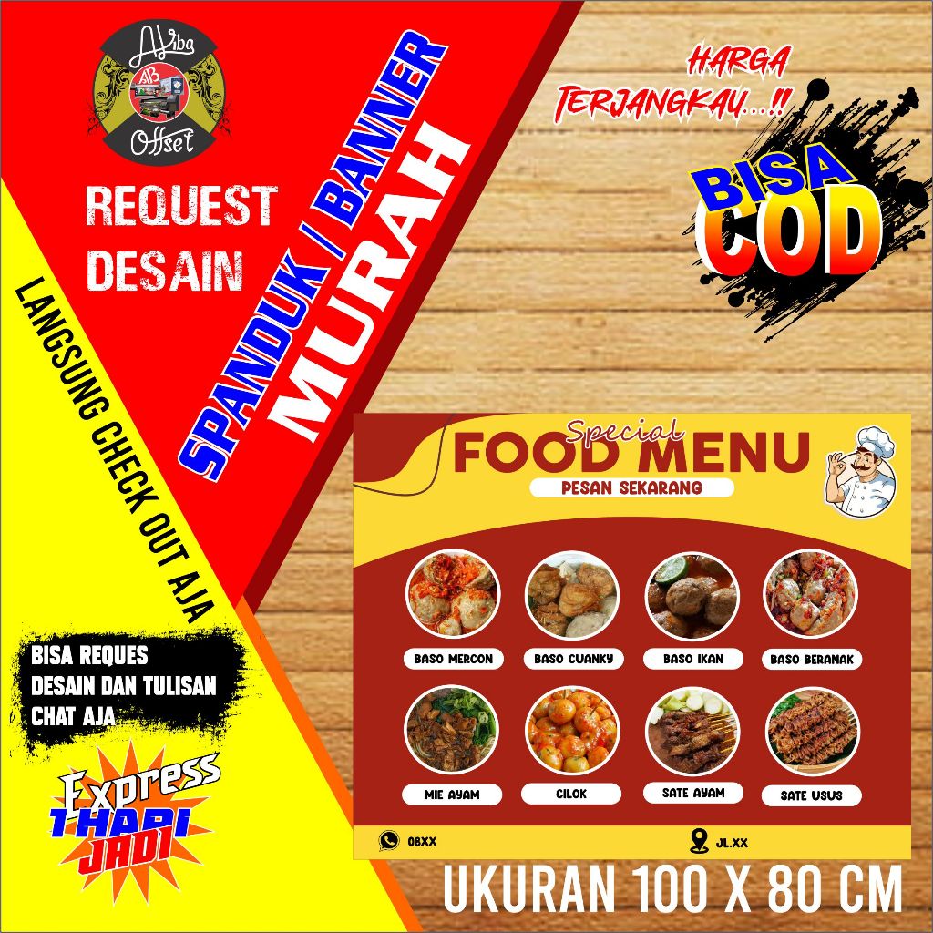 Jual SPANDUK BANNER MENU MAKANAN 17 UKURAN 100X80CM | Shopee Indonesia
