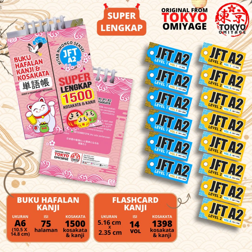 Jual BUKU HAFALAN KOSAKATA / FLASHCARD JFT BASIC A2 / SOUVENIR OLEH-OLEH KHAS JEPANG TOKYO ...