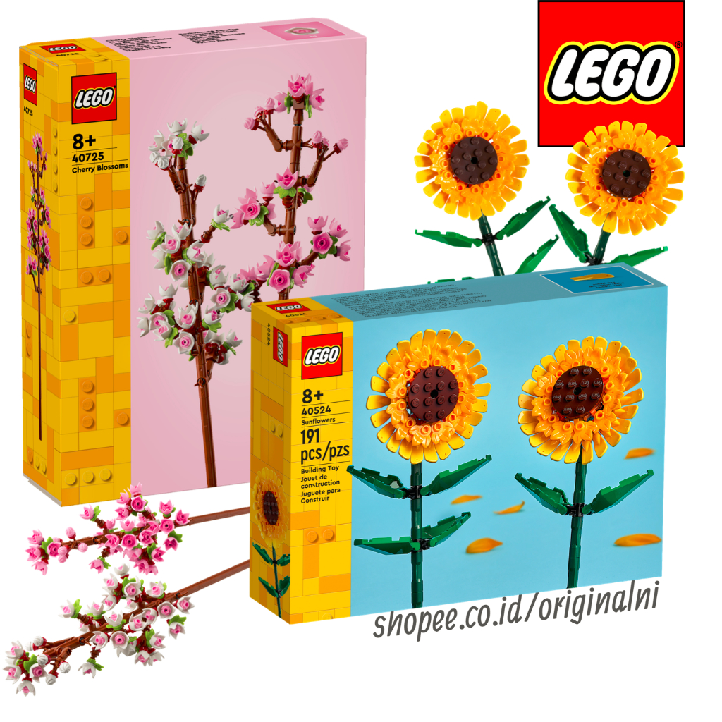 Jual LEGO Sun flower 40524 - Roses 40460 - Cherry Blossoms 40725 ...