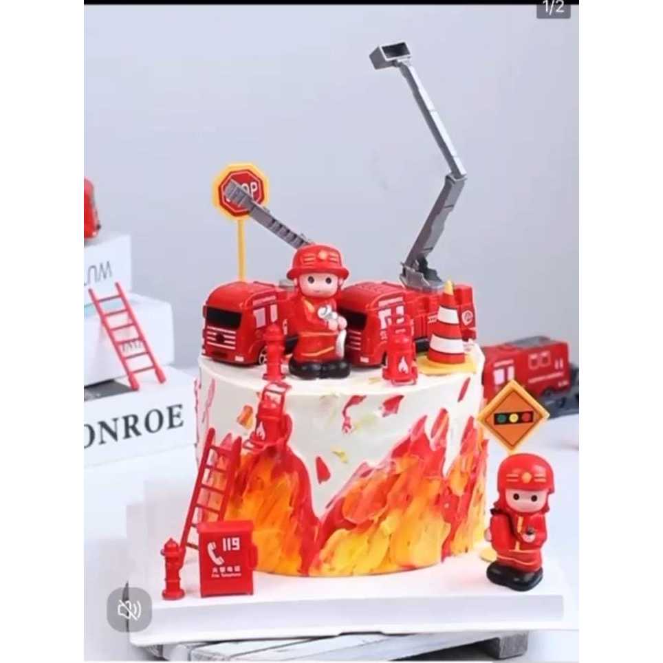 Jual # HJ # PAJANGAN KUE ULANG TAHUN ANAK FIRE MAN PEMADAM KEBAKARAN ...