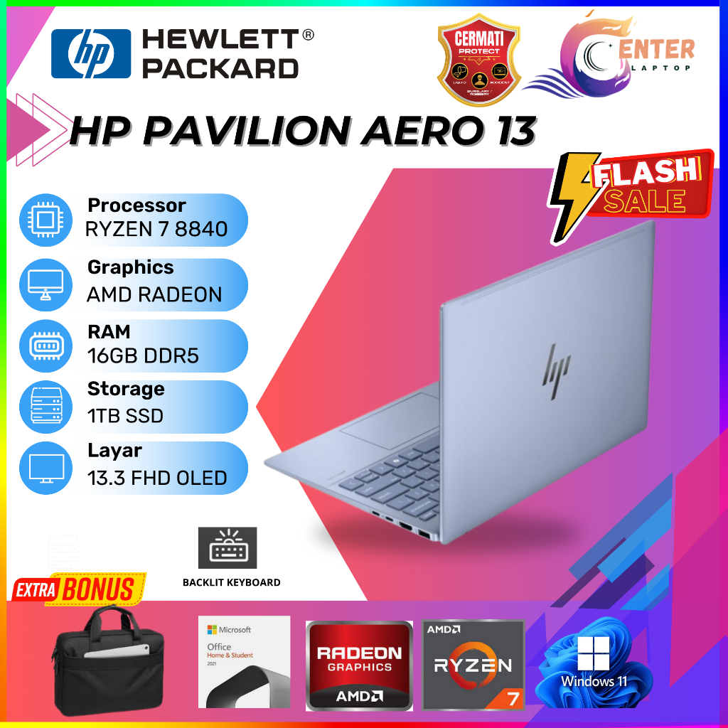 Jual Laptop HP PAVILION AERO 13 RYZEN 7 8840 16GB 1TB W11+OHS | Shopee ...